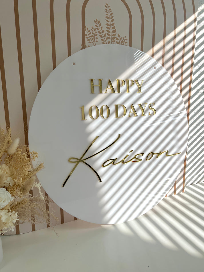 Minimal Welcome Sign - Round with 3D acrylic writing – MissPaperCut