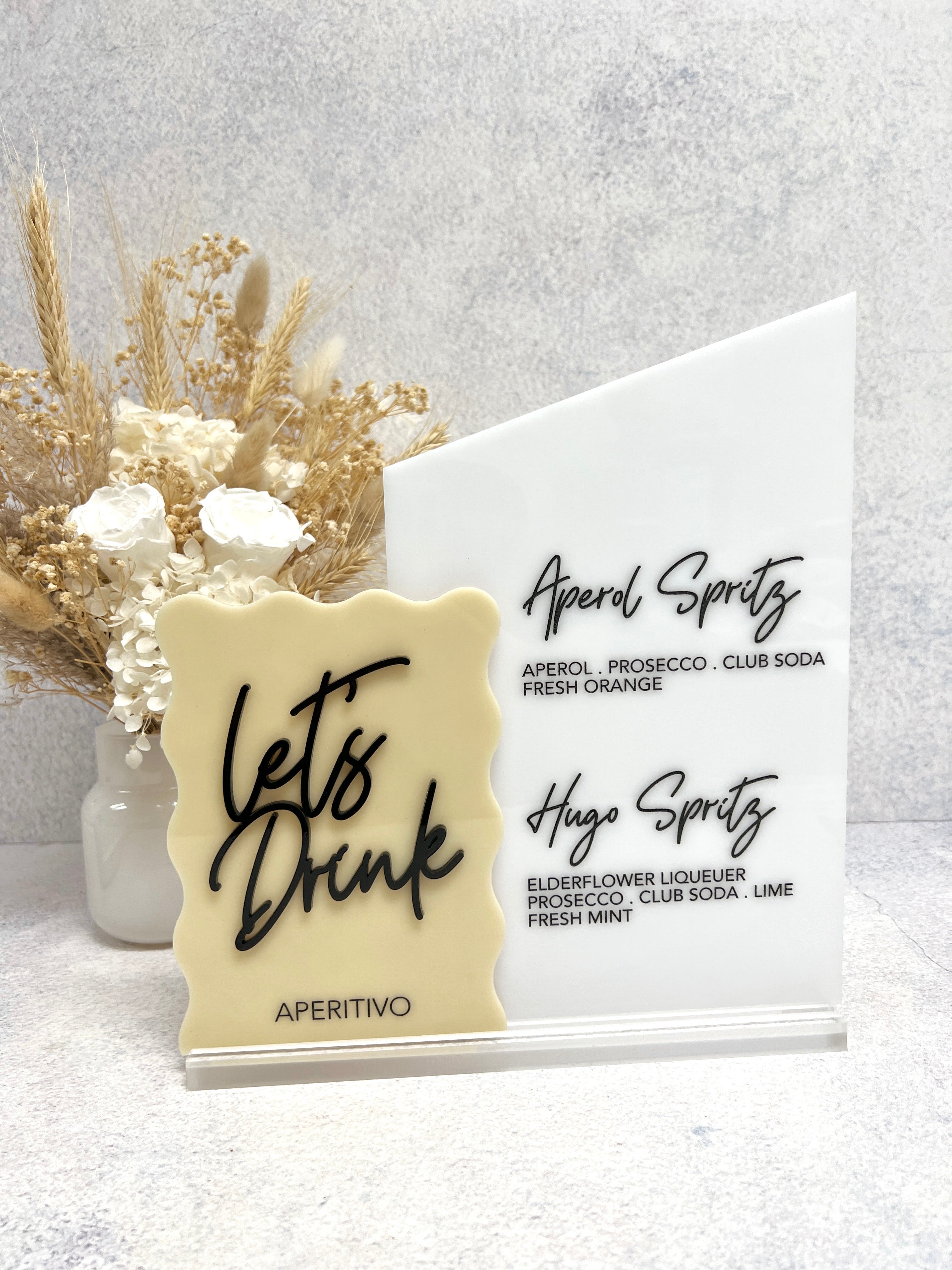 Double Arch Bar Menu with 3D Cutout writing - Wedding Bar Menu ...