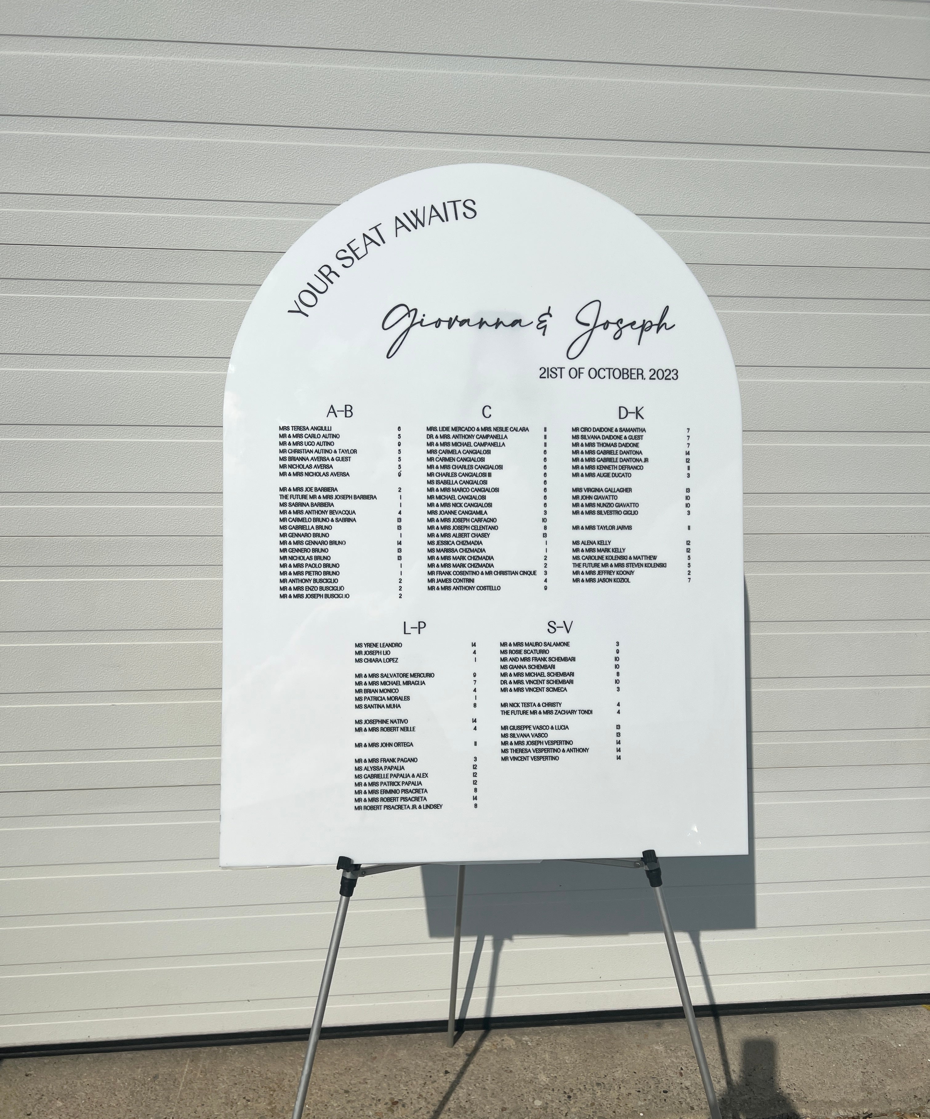 Custom Acrylic Wedding Seating Chart Sign | Modern Personalized Seating ...