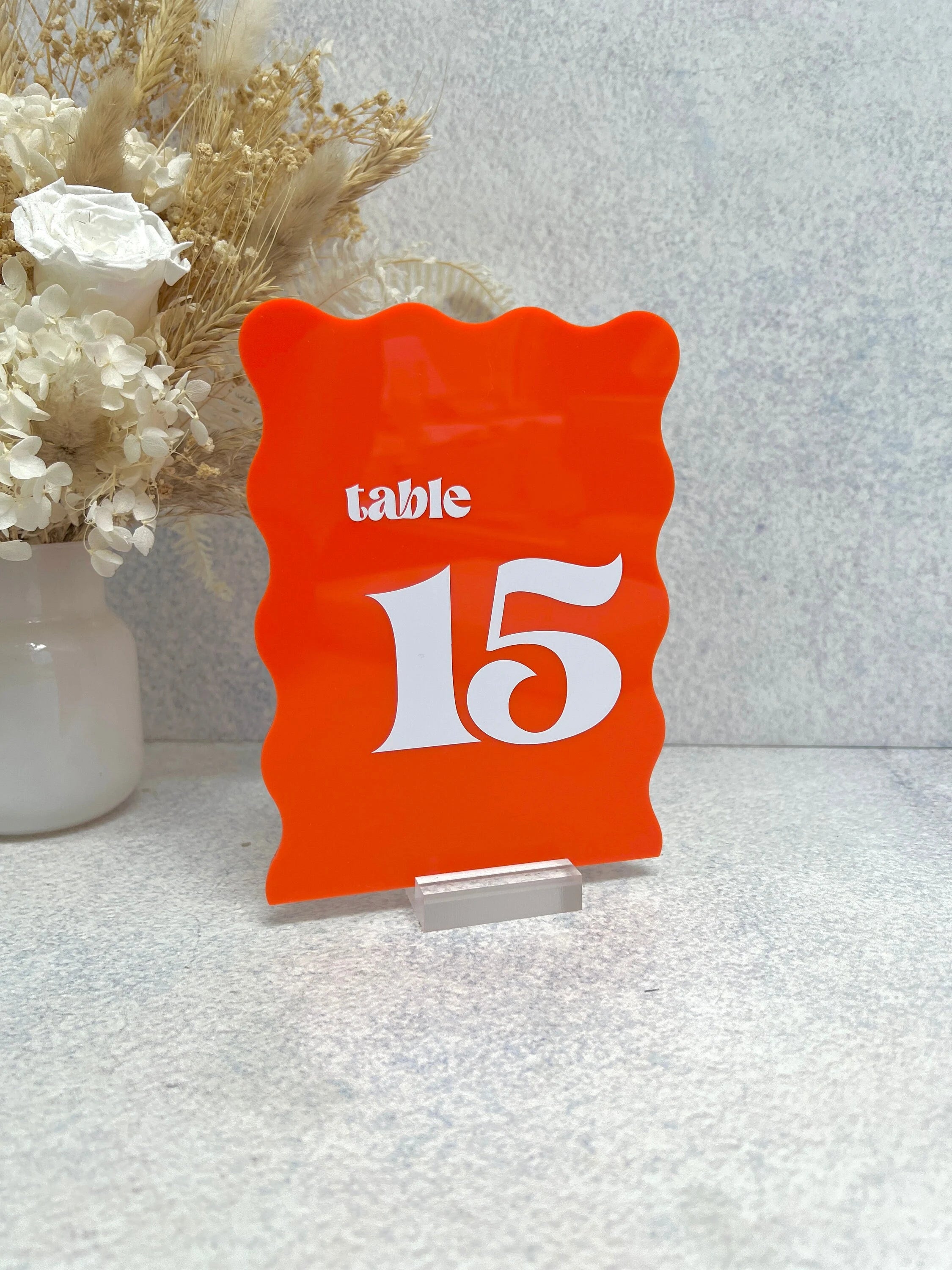 Scalloped Edge Table Number - Retro Font Wedding Table Numbers ...